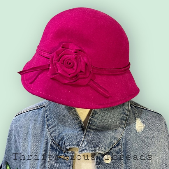 Accessories | Vintage Magenta Wool Cloche Hat | Poshmark